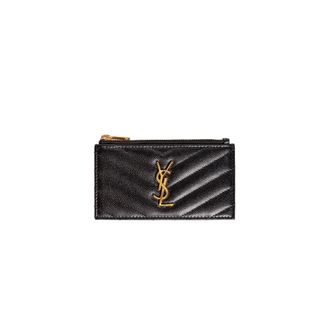 Saint Laurent Cassandre matelass&eacute; fragments card case