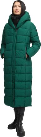 Marikoo Damen Wintermantel (S-5XL) - winddicht, gesteppt, Kapuze, abnehmbarer Teddykragen - N088 - Evergreen Gr&ouml;&szlig;e L - Gr.L