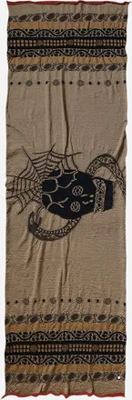 KAPITAL Fulling Wool Scarf (Coptic Skull) Beige