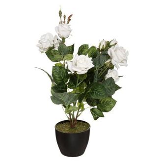 Atmosphera Atmosphera - Rosier Artificiel - Pot en Ciment - H43 cm - Blanc