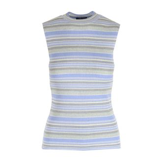 Theory Gestreiftes Rippstrick-Top aus waschbarer Seide - - Knitwear - Damen - Mehrfarbig - L