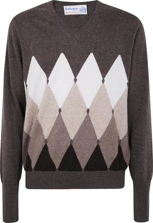 Ballantyne Homme, Pulls, Brun, Taille: 2XL Pull &agrave; col en V &eacute;l&eacute;gant