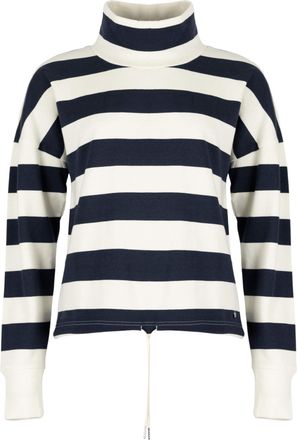 Roadsign Damen Sweatpullover Tube mit Schlauchkragen, Kordelzug am Bund und kastig geschnitten Weiss/Navy, XL