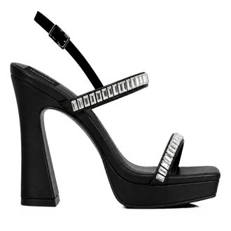 Philipp Plein Nappa High Heels Sandalen Crystal Castons - - Shoes - Damen - Schwarzk - 39 EU