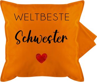 Shirtracer Kissenbezug - Kissen - Weltbeste Schwester | Sch&ouml;ne Geschenkidee f&uuml;r die tollste Schwester | Geschenk f&uuml;r die beste Schwester - 50 x 50 cm - Orange - 