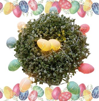 Generic Beleuchteter Osterei- - K&uuml;nstliche -T&uuml;rgirlande Mit Leuchtfunktion, Fr&uuml;hlingshafte Bauernhaus-H&auml;ngedekoration | Dekorative Saisonale Verzierung, Geeig