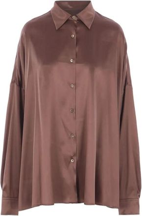 Dries Van Noten Femme, Blouses et Chemises, Brun, Taille: 40 FR Satin Button-Up Shirt