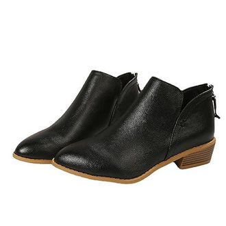 Generic Bottines d&eacute;contract&eacute;es &agrave; talon bas pour femme - Style classique - Couleur unie - Bout pointu - Fermeture &eacute;clair dans le dos - Confortables - Pour la m