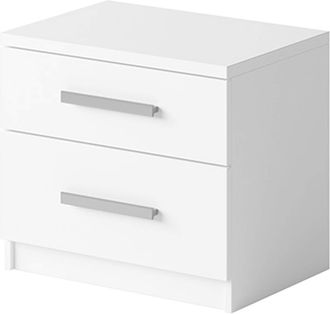 Mirjan24 Nachttisch Bianco mit 2 Schubladen, Nachtschrank, Nachtkommode, Beistelltisch, Nachtkonsole, Schlafzimmer Set (Weiß)