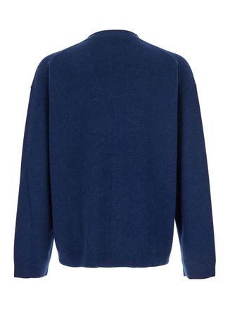 J.W.Anderson Mens Blue Cardigan With V Neck And Zip Closure Wool Blend Tops Top