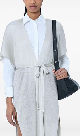 Max Mara Gürtel-Cardigan mit Fransensaum - Weiß