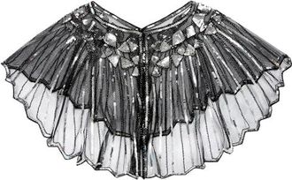 Generic NYSBH Ch&acirc;le r&eacute;tro avec perles et paillettes pour femme, Noir/argent&eacute;, Taille unique