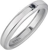 Breil Bague pour Homme Collection Y, Bague en Acier Inoxydable pour Homme avec Finition Brillante et Cristal Noir, Bague pour Homme au Design Sobre et Minim