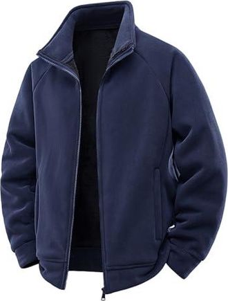 Generic Veste polaire chaude pour homme - Manches longues - Fermeture &eacute;clair int&eacute;grale - Pour sports de plein air - Avec poches, noir fonc&eacute;, 4XL