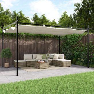 vidaXL Vidaxl - Pergola avec toit r&eacute;tractable cr&egrave;me 395x292x230 cm