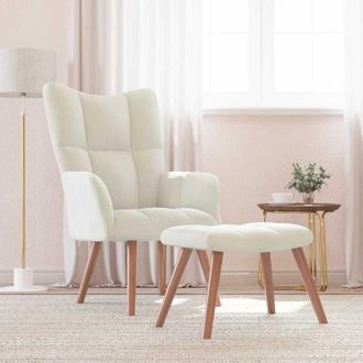 vidaXL Fauteuil &eacute;l&eacute;gant en velours en velours + r&eacute;partition des plages disponibles couleur : cr&egrave;me