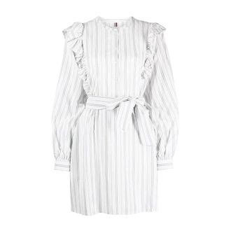 Tommy Hilfiger Multicolor Gestreiftes Midikleid mit R&uuml;schen - - Dresses - Damen - Mehrfarbig - 2XS