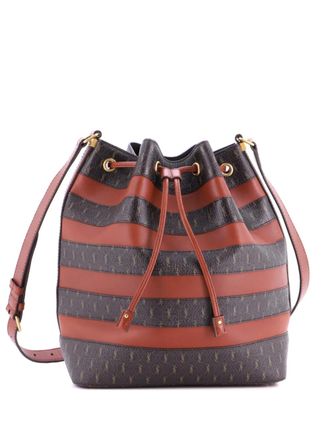 Saint Laurent sac seau Le Monogramme Striped Monogram All Over - Marron