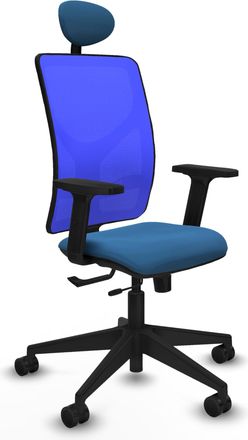 Piqueras y Crespo B&uuml;rostuhl 8H mit 2D-Armen, h&ouml;henverstellbare Lendenwirbelst&uuml;tze und festes Kopfteil, ausgestattet mit Syncro/Traslack und Schneideschaum, Blau/Hellbla