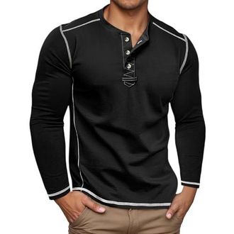Generic T-shirt pour homme, lourd, manches longues, d&eacute;contract&eacute;, coupe ajust&eacute;e, couleur unie, pour le quotidien en automne et en hiver, confortable et respira