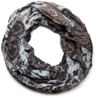 styleBREAKER Loop Schlauchschal mit buntem Blumen Allover Print | Leichter Sommer Schal aus Viskose | Weich fließendes Halstuch für Damen | Floral gemustert im Tre