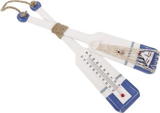 Angoily Mediterrane Holz paddel Wanddeko mit Integriertem Thermometer Antike Deko Holz Ruder f&uuml;r Bar Wohnr&auml;ume Vielseitige Strandornamente Maritimes Oar Wanda