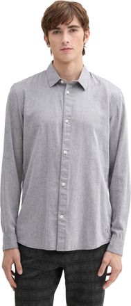 Tom Tailor Herren Basic Fit Hemd, 36747 - Black Structure, L