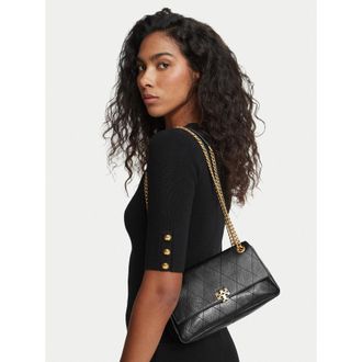 Tory Burch Handtasche Tory Burch Charlie Quilted Small Shoulder Bag 185829 Schwarz