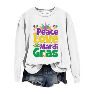 Generic Sweat-shirt pour adolescente et fille avec impression de lettres et col rond, pull douillet pour femme, Blanc., XXL