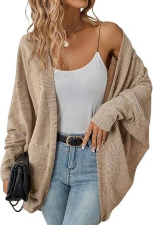 Generic Cardigan surdimensionn&eacute; pour femme - Chauve-souris &eacute;pais - Pull d&eacute;contract&eacute; ouvert sur le devant en tricot - Manteaux amples tendance - Pour les loisi