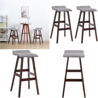 vidaXL Barhocker 2 Stk. Hellgrau Stoff - Barhocker - Küchenhocker - Esszimmerstühle - Stuhl Grau - Holzfußes - Home & Living