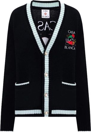 Casablanca Femme, Pulls, Noir, Taille: 42 FR Casa Mountain Temple Cardigan