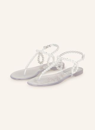 Aquazzura Aquazzura Zehentrenner Almost Bare Crystal Jelly Mit Schmucksteinen weiss