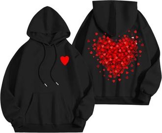 Generic Sweat &agrave; capuche &agrave; manches longues pour la Saint-Valentin 2026 pour femmes (4), Noir, XXL