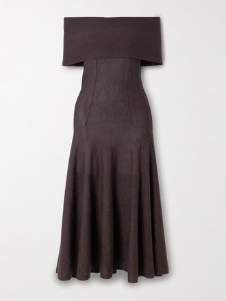 arch4 Marilyn Schulterfreies Midikleid Aus Biokaschmir - Braun