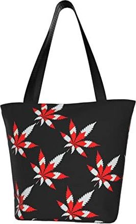 AOOEDM Canada drapeau feuille mauvaises herbes sac fourre-tout r&eacute;utilisable femmes sac &agrave; main d&eacute;contract&eacute; sacs &agrave; bandouli&egrave;re pour faire les courses &eacute;picerie 