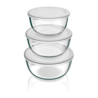 Arendo Salatsch&uuml;ssel aus Glas mit Deckel - Glassch&uuml;ssel 3er Set - 700ml + 1100ml + 1500ml - R&uuml;hrsch&uuml;sseln klein bis gro&szlig; - Borosilikatglas - Glasschale Salat