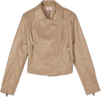 Oltre Femme, Vestes, Beige, Taille: 48 FR Cropped Biker Jacket