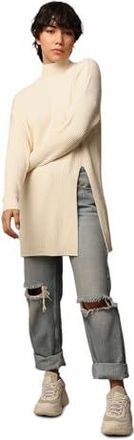 Only Onlkatia Ls Long Slit Highneck CC KNT Pull en Tricot, Couleur : Gris, M Femme