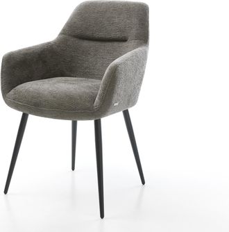 DELIFE Esszimmerstuhl Pejo-Flex Bouclé Soft Schlamm 4-Fuß konisch Schwarz Taschenfederkern, Esszimmerstühle