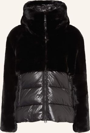 Blauer Kunstpelz-Jacke Fanevil Im Materialmix schwarz