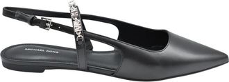 Michael Kors Femme, Chaussures, Noir, Taille: 38 1/2 EU Dina Flex Leather Slingback Flat
