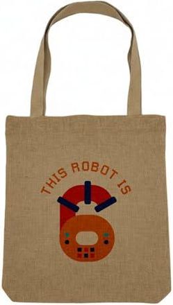 Fabulous Sac Shopping Tote Bag Aspect Lin - This Robot is 6 Celebration Birthday Party Gift Mechanic Machine - Sac de Courses Toile Epaisse 360g Beige Naturel 