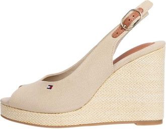 Tommy Hilfiger Espadrilles Compensées Femme Flag High Slingback à Bride Cheville, Beige (Horseradish), 36