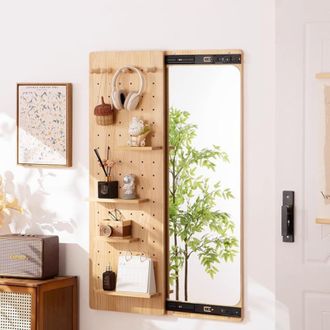 Generic Versteckter Schieberblutspiegel in Voller Länge mit Regal und Haken -Einzigartige DIY -Speicherplatine - Wandkörperspiegel für Schlafzimmer, Wohnzimme