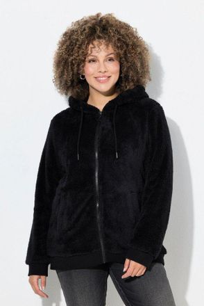 Ulla Popken Sweatjacke Teddy-Jacke Kapuze Langarm weicher Teddypl&uuml;sch