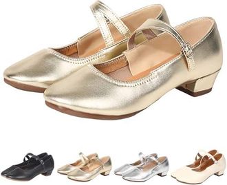 Generic Chaussures de danse pour femme - Chaussures en cuir douces - Chaussures d&eacute;t&eacute; plates antid&eacute;rapantes - Sangle &agrave; boucle - Talon bas - Chaussures conforta