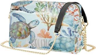 Mnsruu Sacs à bandoulière pour femme, sac à main en cuir corail, motif tortues de mer