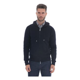 Gran Sasso Full Zip Wool Hoodie - - Knitwear - Herren - Blau - XL