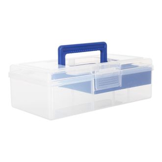 Soimiss Transparente Aufbewahrungsbox aus Kunststoff mit F&auml;chern und Griff Kleine Organizer Kasten f&uuml;r N&auml;h und K&uuml;nstlerbedarf Tragbarer Bastel und N&auml;hzubeh&ouml;r 